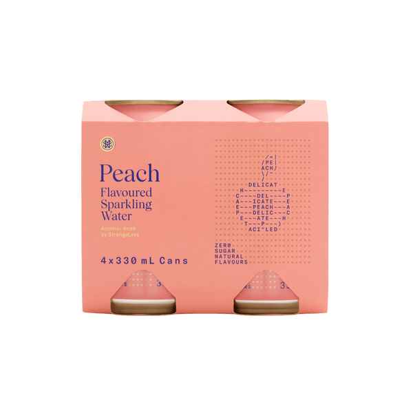 Peach Sparkling Water 330ml x 24 – StrangeLove Beverage Co
